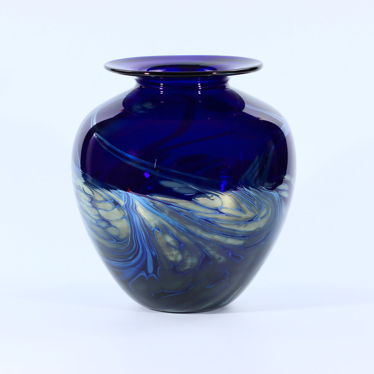 Large "Aurora" Round Blue Glass Vase | by Original Bristol Blue Glass ...