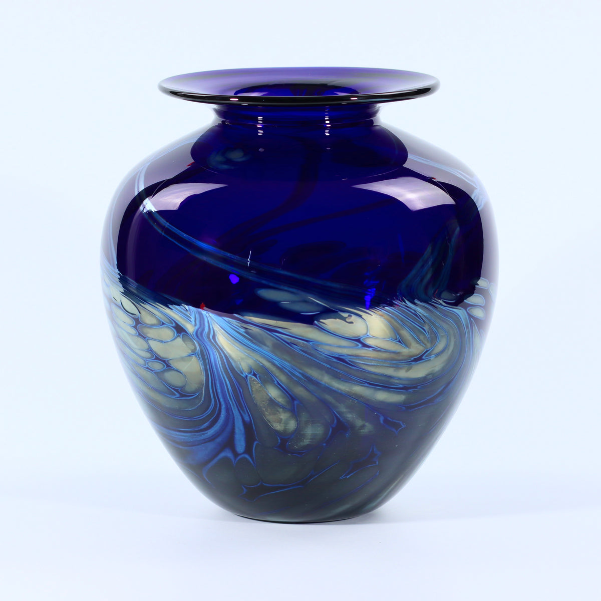 Extra Large Round "Aurora" Blue Glass Vase | by Original Bristol Blue ...
